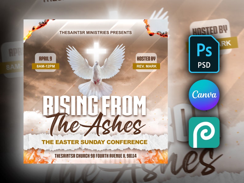 DIY Easter Worship Flyer Template - Editable in Photoshop, Canva ...