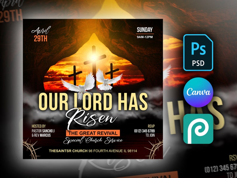 Customizable Easter Sunday Flyer Template - Compatible With Photoshop ...