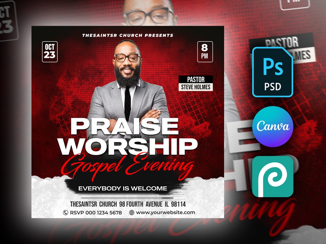 Editable Church Flyer Template for Photoshop, Canva, and Photopea ...