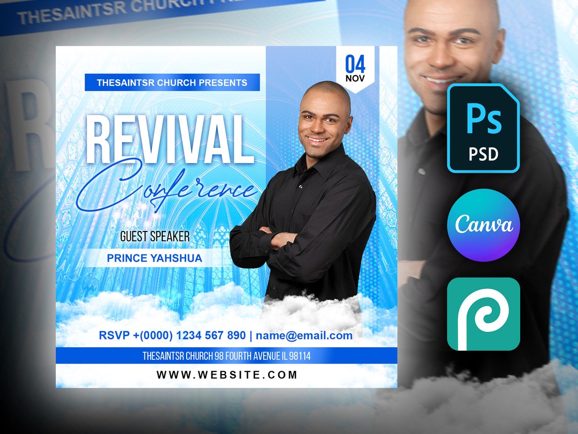 Editable Church Flyer Template for Photoshop, Canva, and Photopea ...
