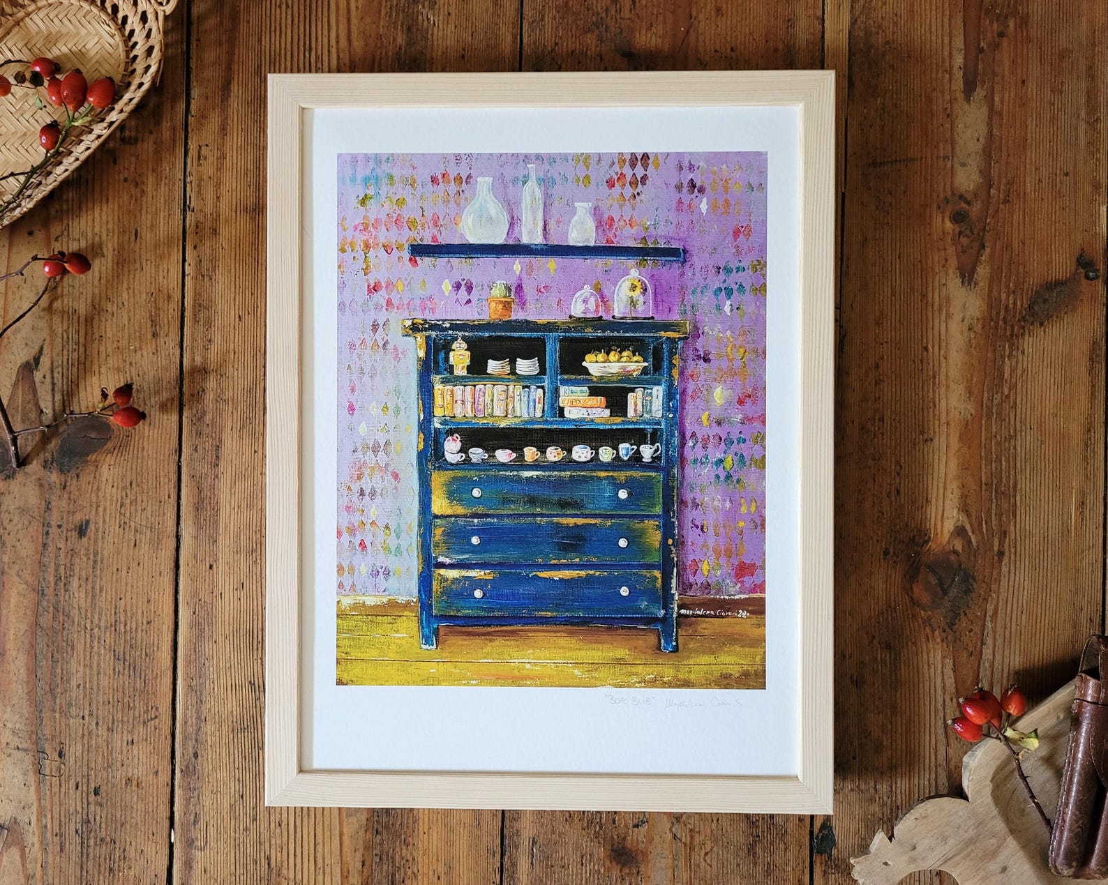 Printable ORIGINAL ART 3:4 BOHO Style Painting English Cottage Idyllic ...