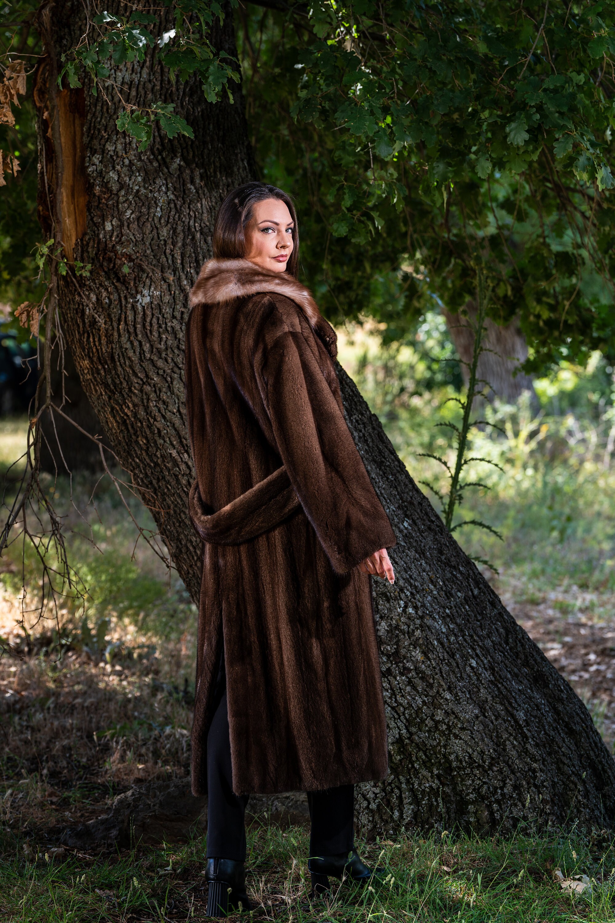 Black Glama Big Italian Coat With Sable With Leather Belt - Etsy