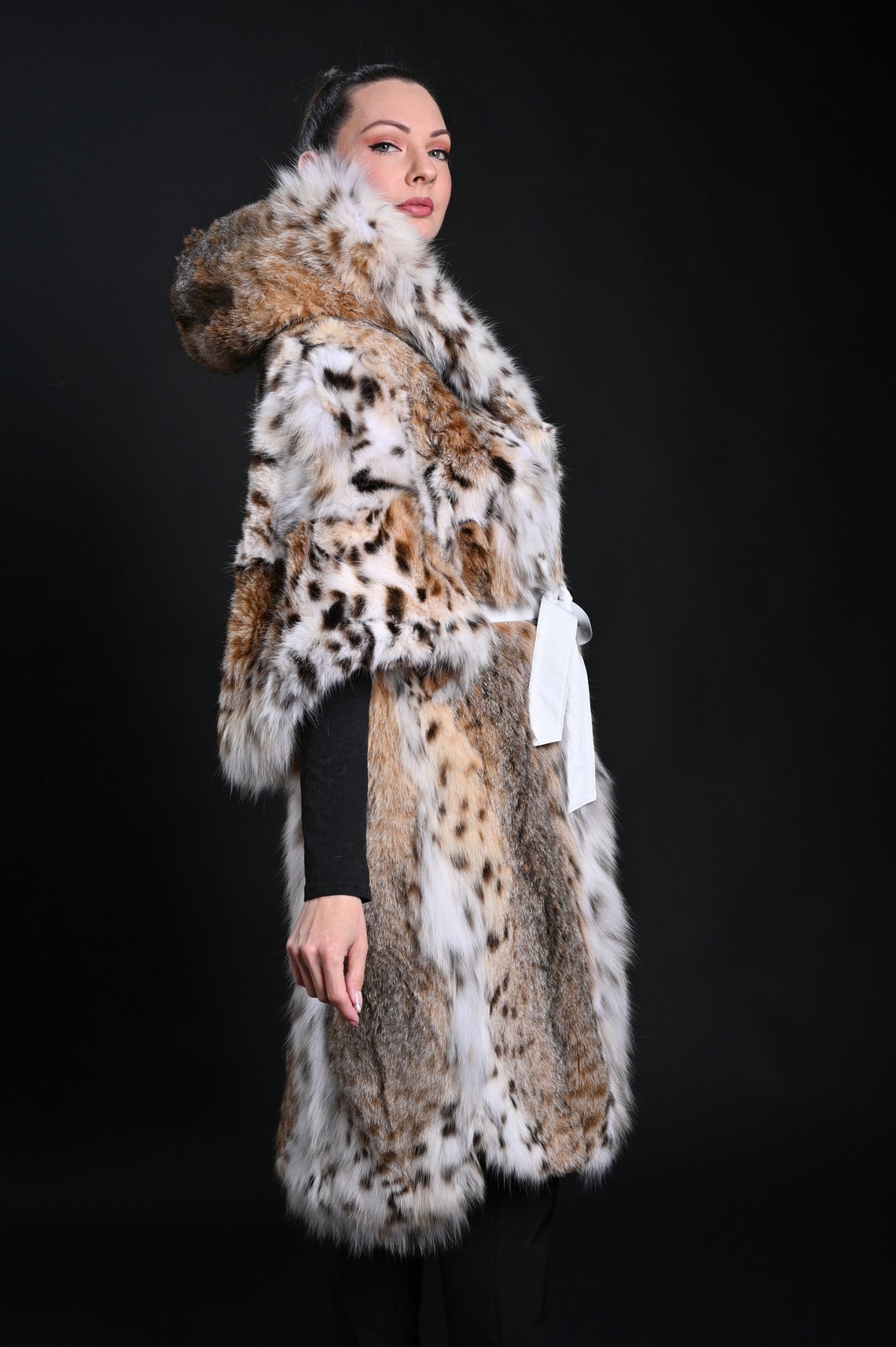 Italian Semi Coat Lynx Fur With Belt - Etsy