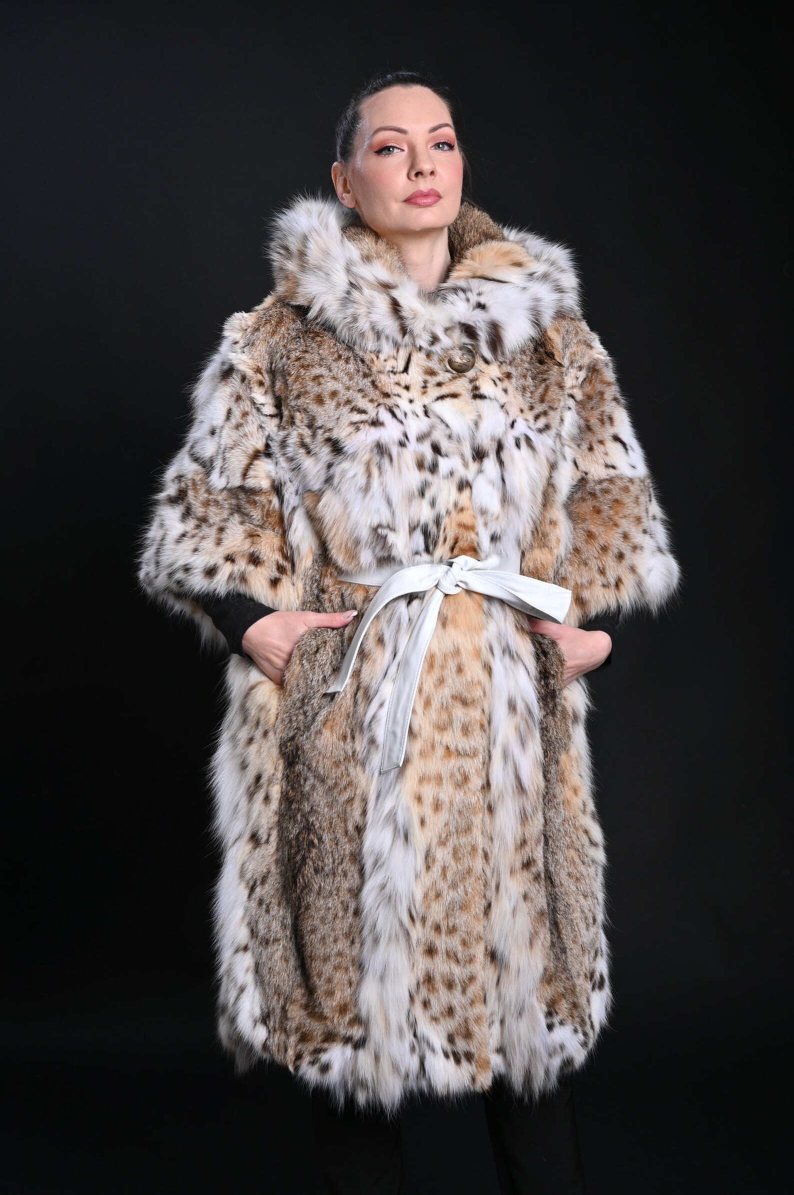 Italian Semi Coat Lynx Fur With Belt - Etsy