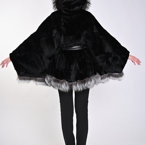 Hait Cut Black Mink Big Cape With Silver Blue Fox One Size - Etsy