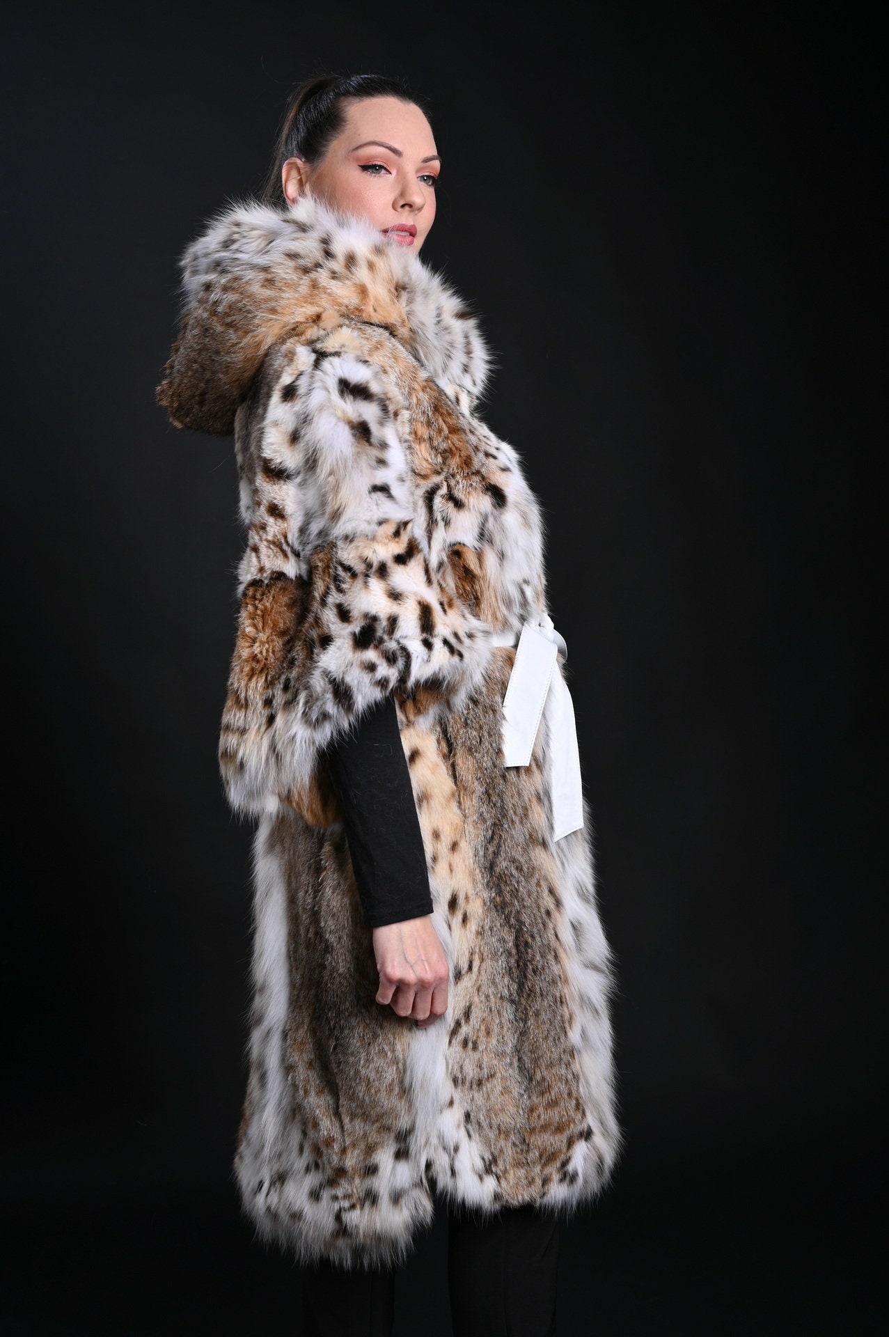 Italian Semi Coat Lynx Fur With Belt - Etsy