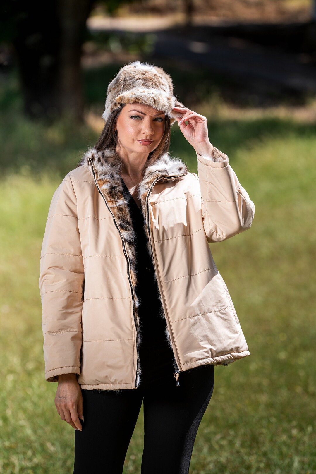 Lynx Fur Jockey Hat – Handmade Luxury Winter Hat for Men & Women - Etsy