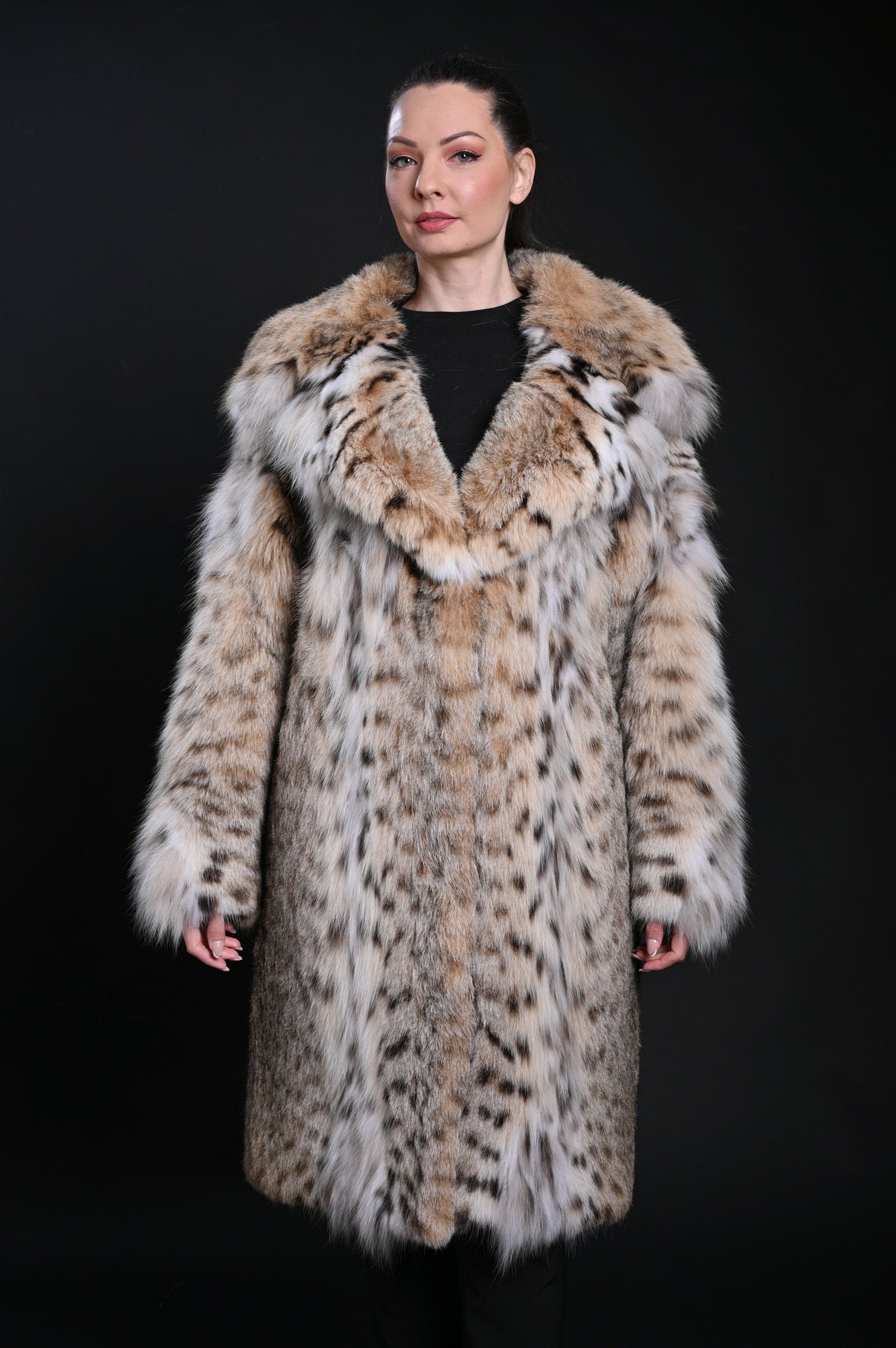 Classic Lynx Fur Jacket With Hood – Handmade Luxury Winter Outerwear ...