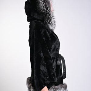 Hait Cut Black Mink Big Cape With Silver Blue Fox One Size - Etsy