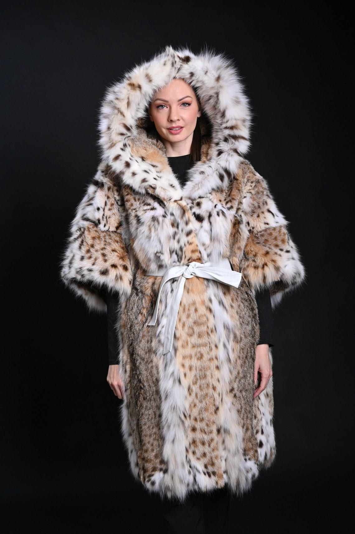 Italian Semi Coat Lynx Fur With Belt - Etsy