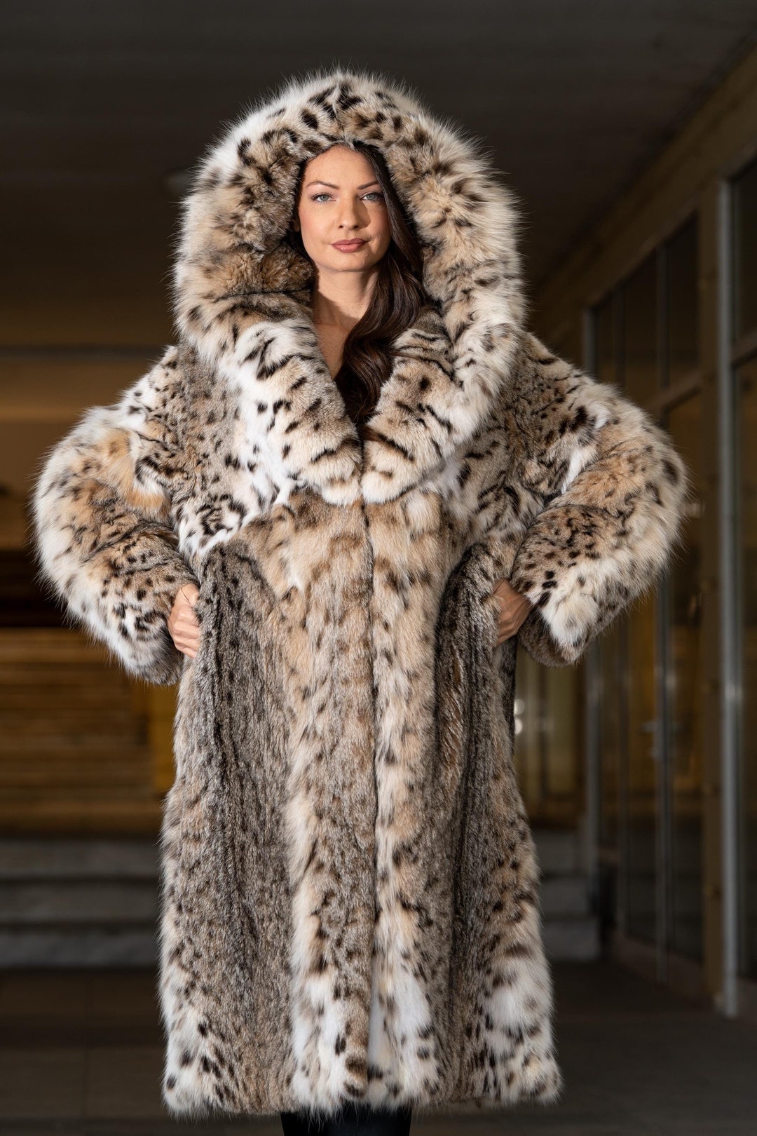 Fur Coat With Collar and Large Hood – Handmade Luxury Winter Coat for ...