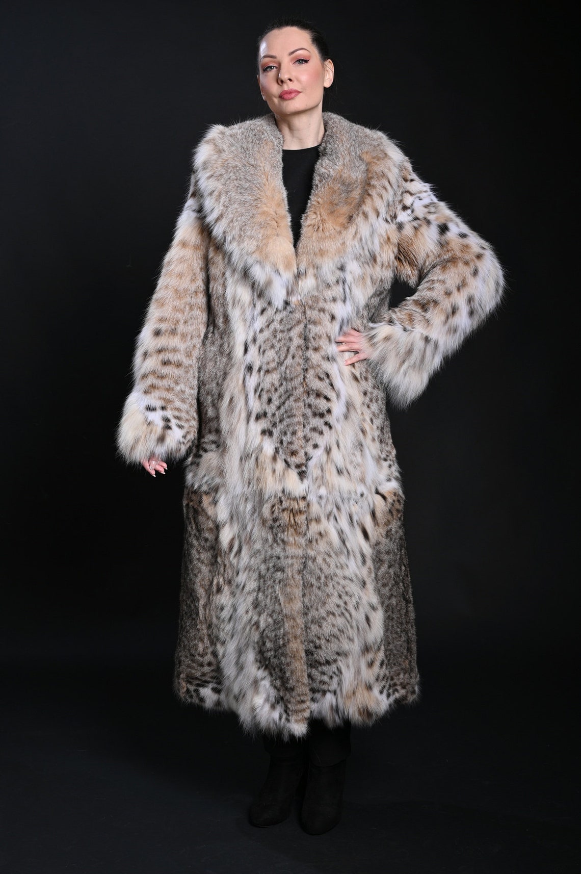 Lynx Fur Coat Double Roof With Collar - Etsy