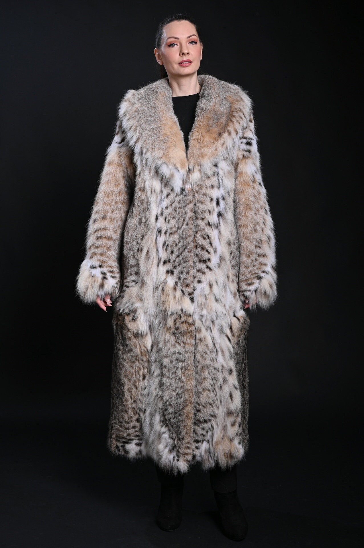 Lynx Fur Coat Double Roof With Collar - Etsy