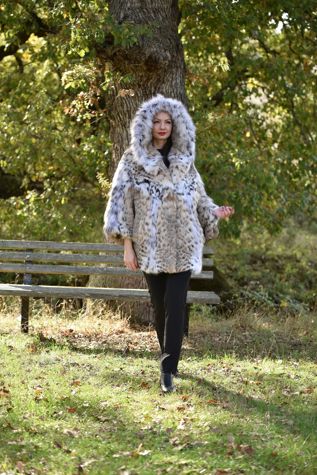 Fur Cape Lynx With English Collar With Hood - Etsy