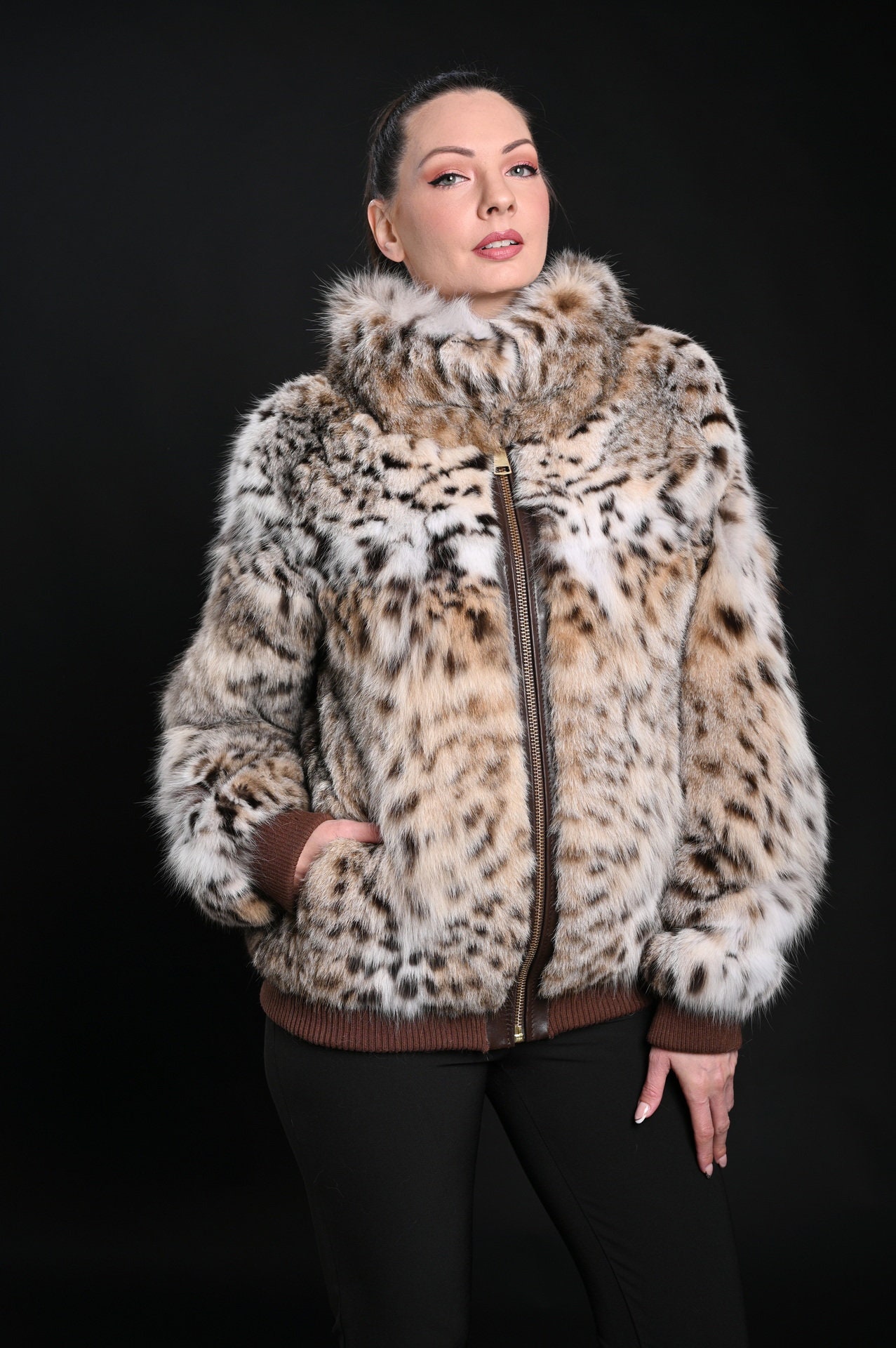 Bomber Lynx Jacket With Collar - Etsy