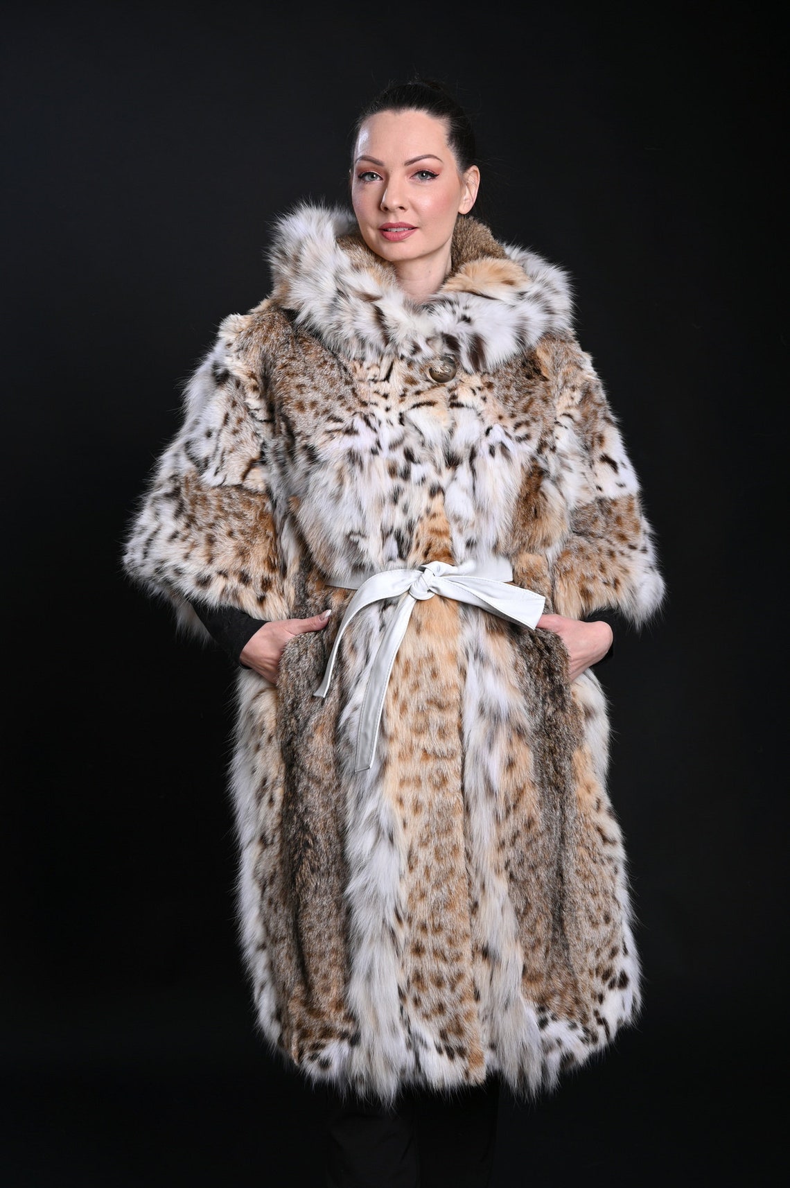 Italian Semi Coat Lynx Fur With Belt - Etsy