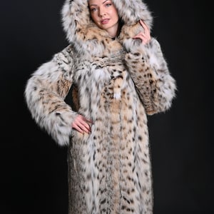 Classic Lynx Fur Jacket With Hood – Handmade Luxury Winter Outerwear ...