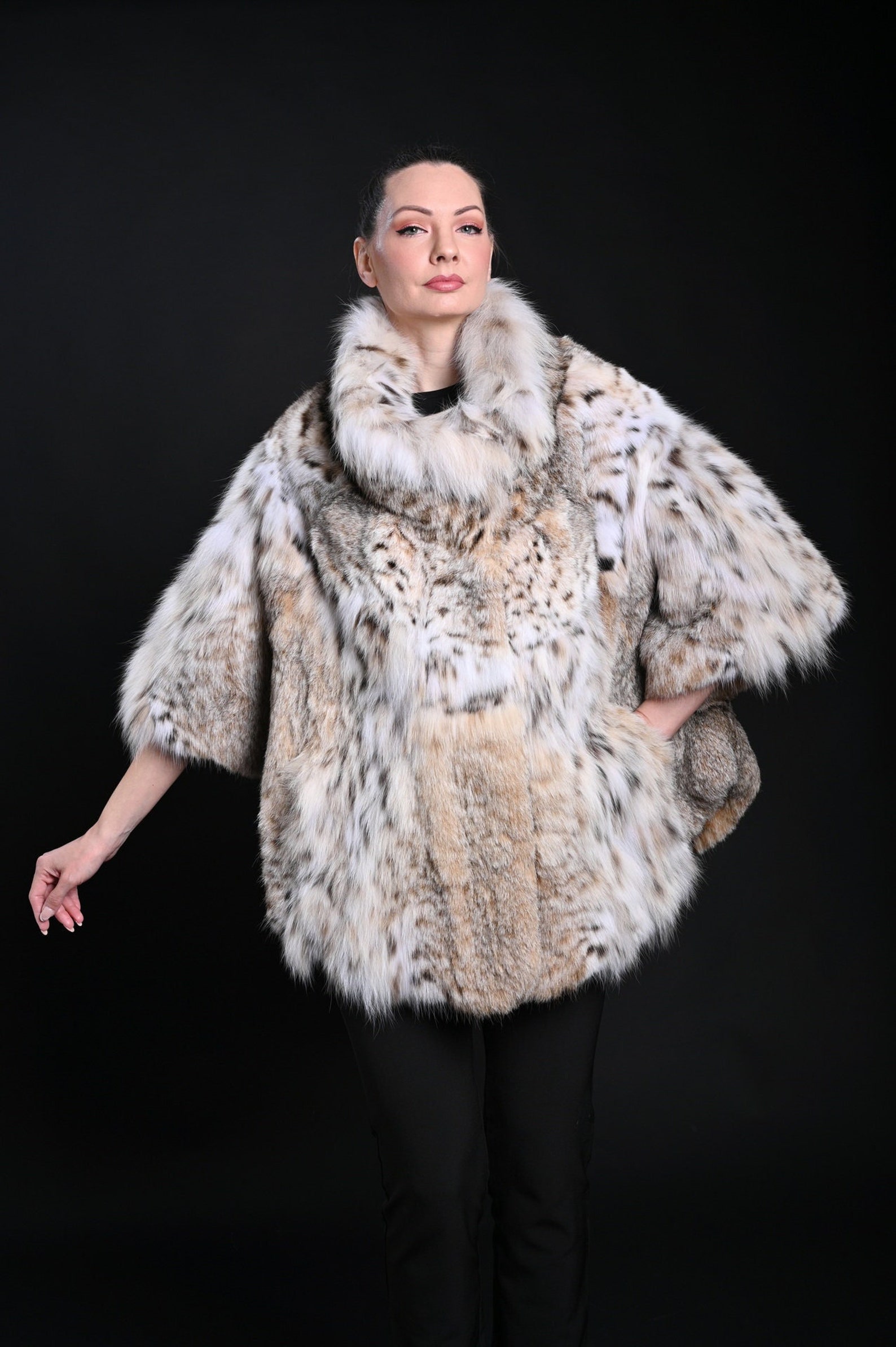 Small Cape Fur Lynx - Big Collar & Short Sleeve - Comfortable - Etsy