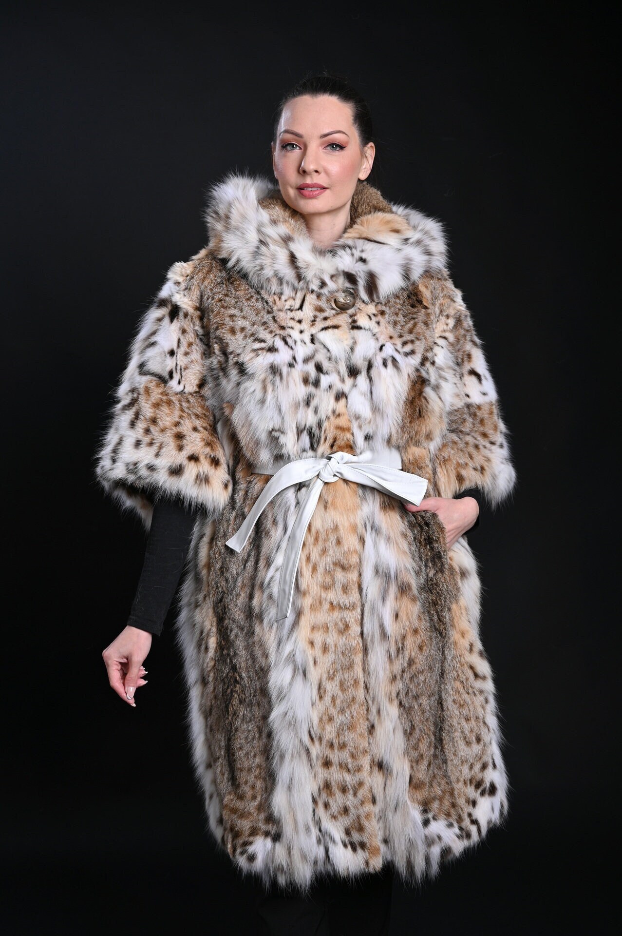Italian Semi Coat Lynx Fur With Belt - Etsy