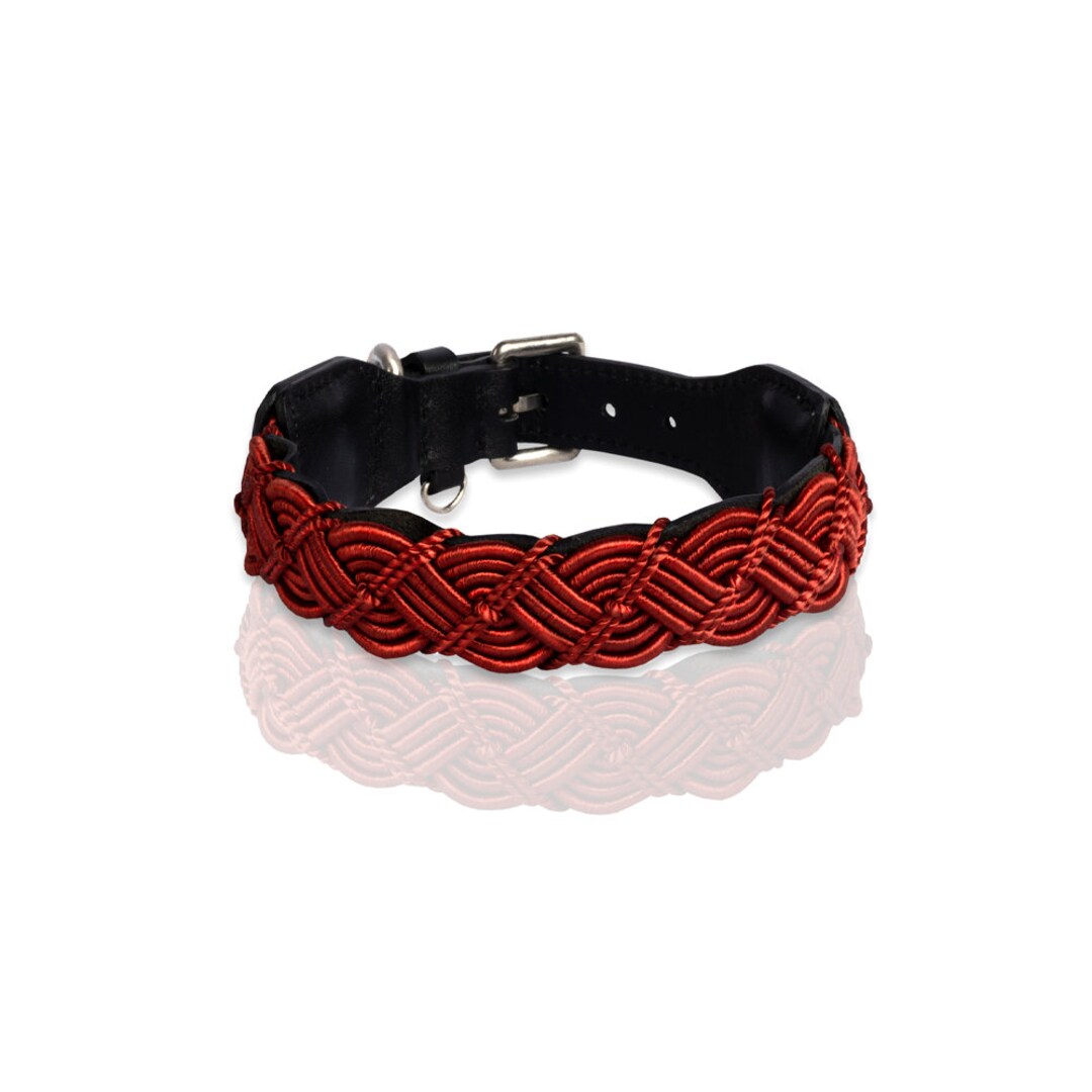 Trendy Collar for Dogs in Leather and Vegetable Silk in Terracotta ...