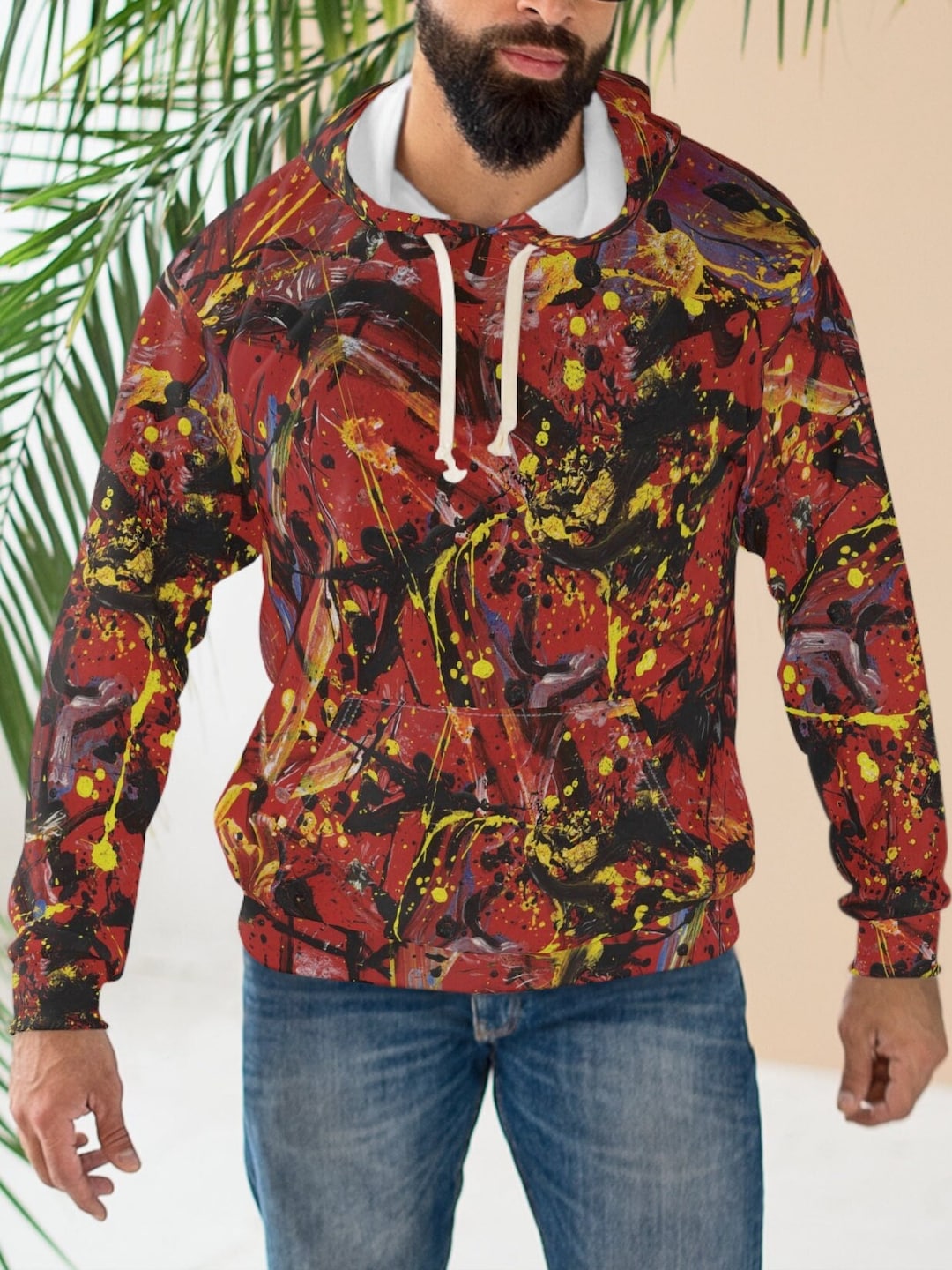 Red Composition Jackson Pollock Hoodie - Etsy