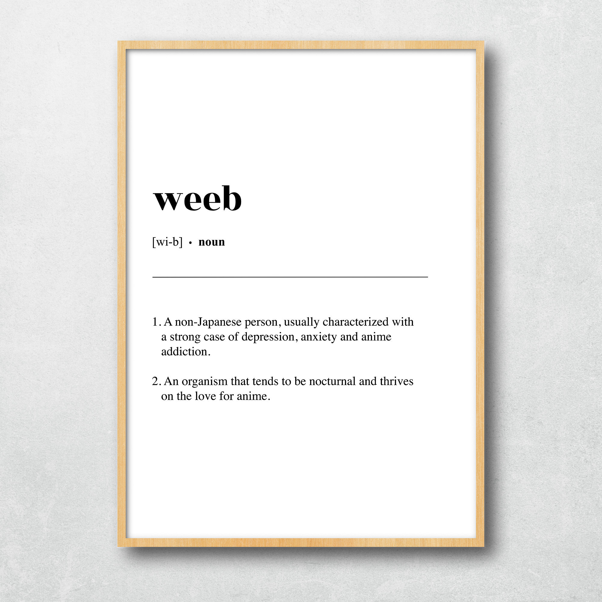 Printable Wall Art, Weeb Definition Wall Art, Digital Download ...