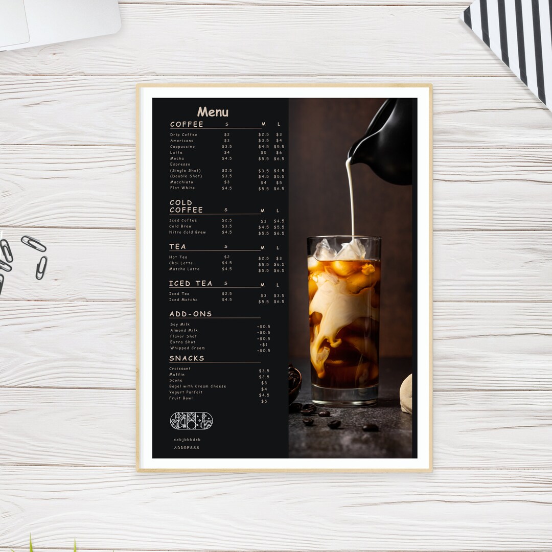 Modern Coffee Menu Coffee Menu Sign Coffee Menu Template - Etsy