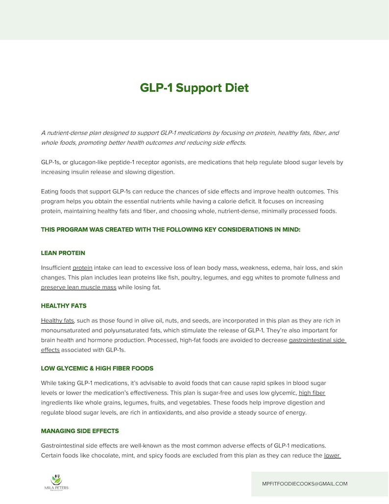 GLP-1 Diet Plan | 7-day GLP Meal Plan PDF | Balanced & Healthy Meals ...