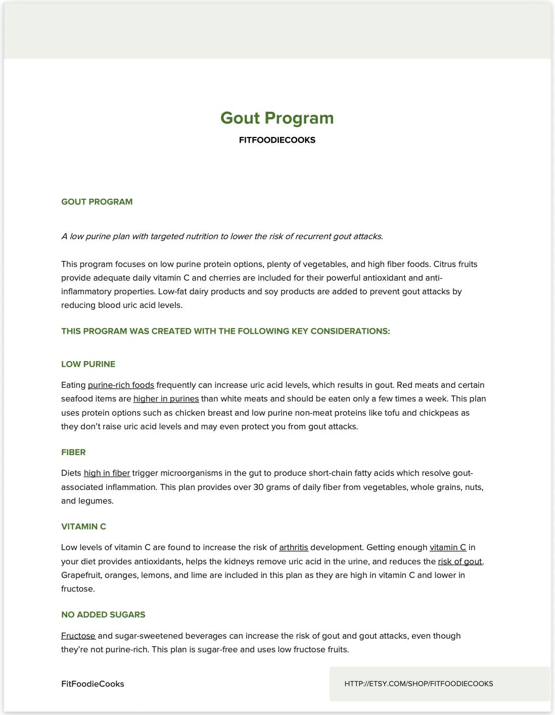 Diet for Gout | 7-day Low Purine Meal Plan PDF | Healthy Recipes for ...