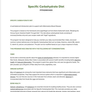 Specific Carbohydrate Diet Plan | Weekly Meal Plan Printable | SCD ...