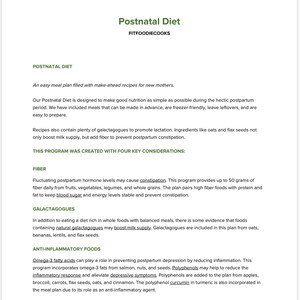 Postpartum Diet Meal Plan PDF | 7-day Breastfeeding Meal Plan | Dairy ...