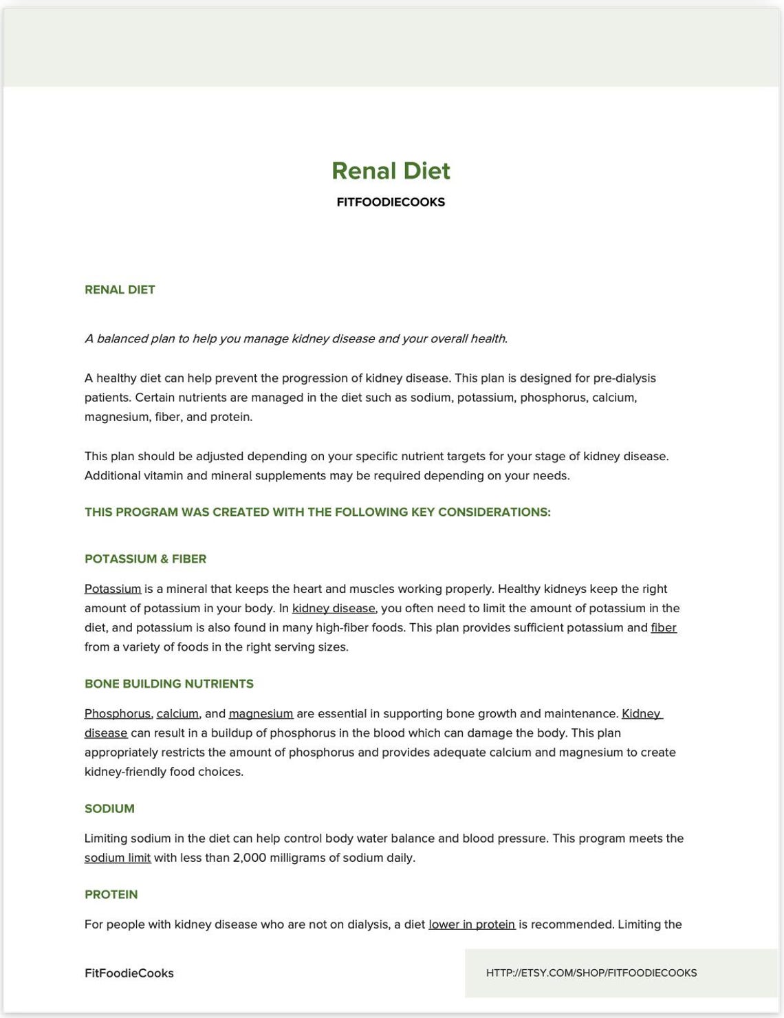 Renal Diet Plan | Weekly Meal Plan Printable | DASH Kidney Health Diet ...