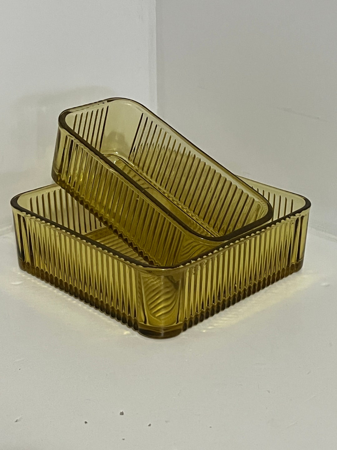 Pair of Vintage Amber Federal Glass Refrigerator Dishes - Etsy