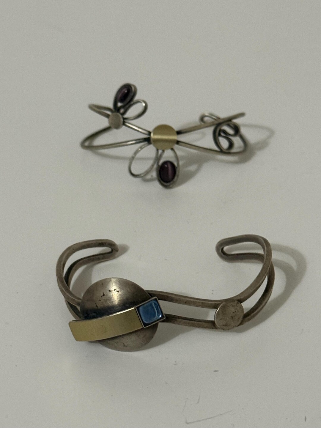 Pair of Christophe Poly Cuff Bracelets Modernist Stamped Poly - Etsy