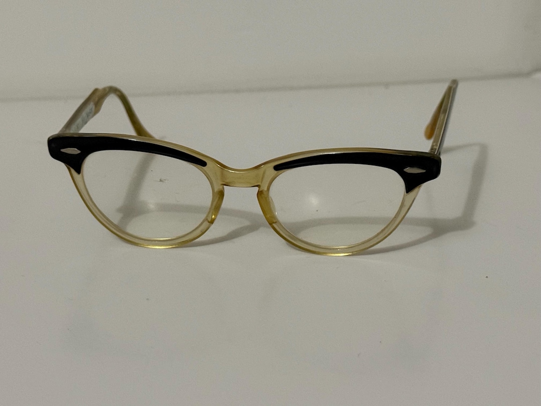 Pair of Vintage 50s Black and Clear Plastic Classic Frames - Etsy
