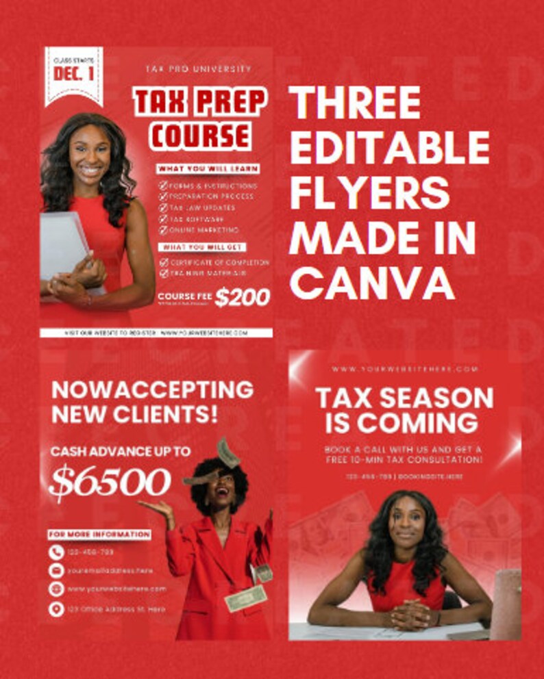 Tax Preparation Flyer, Tax Prep Flyer Bundle, Tax Season Flyer, Tax ...