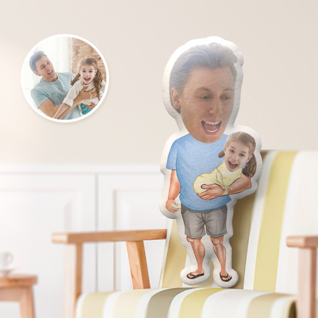 Custom 3D Human Photo Pillow Father and Kid Custom Face - Etsy