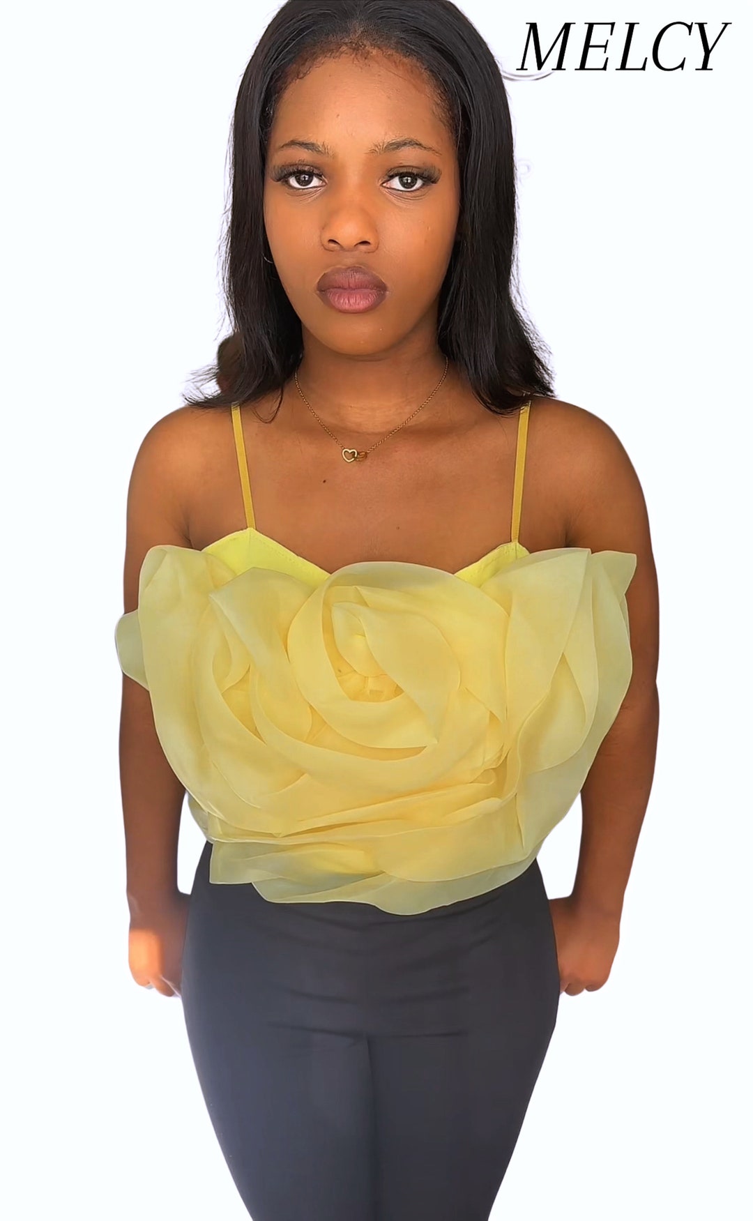 Three-dimensional Flower Decoration Wrap Chest Strap Top - Etsy