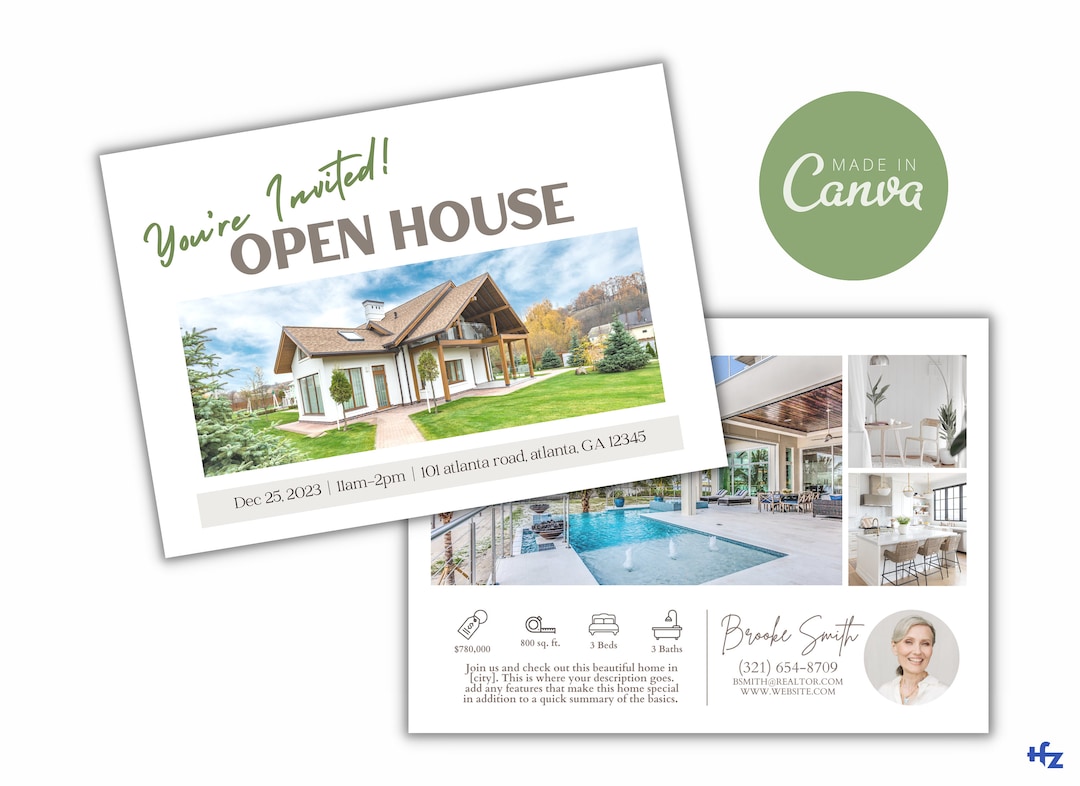 Open House Invitation Flyer, Real Estate Postcard Invite Template ...