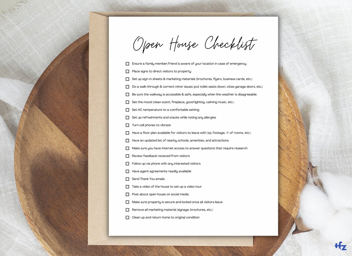 Open House Checklist Flyer, Pre-showing Realtor To-do List, Real Estate ...