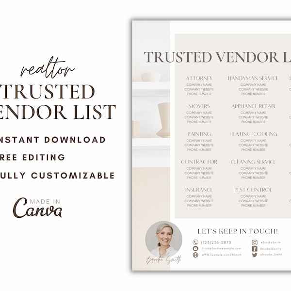 Real Estate Trusted Vendors List - Etsy
