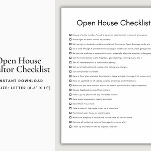 Open House Checklist Flyer, Pre-showing Realtor To-do List, Real Estate ...