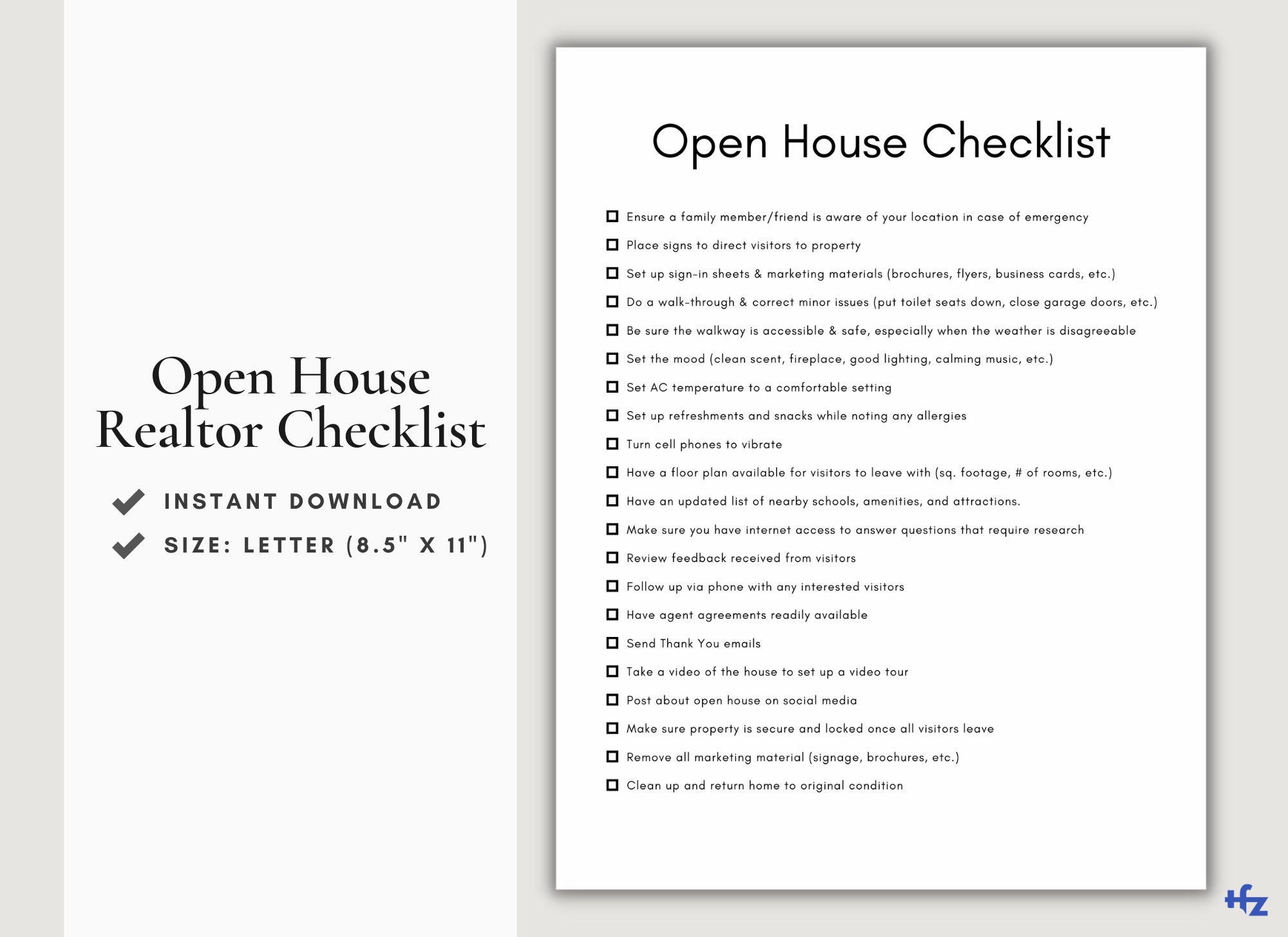 Open House Checklist Flyer, Pre-showing Realtor To-do List, Real Estate ...