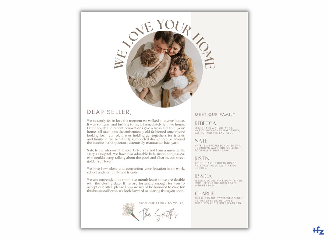 Real Estate Home Love Letter to Seller Template, Buyer Dear Seller ...