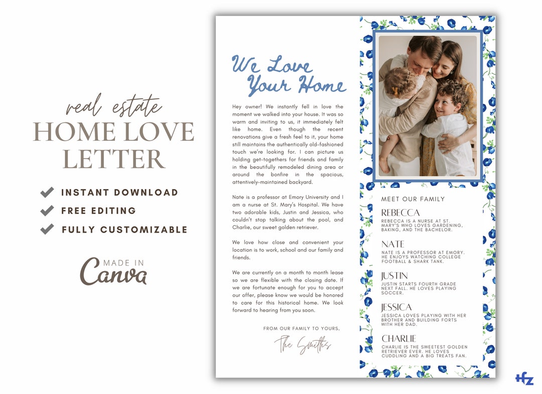 Home Love Letter to Seller Template Home Buyer Flyer Realtor - Etsy