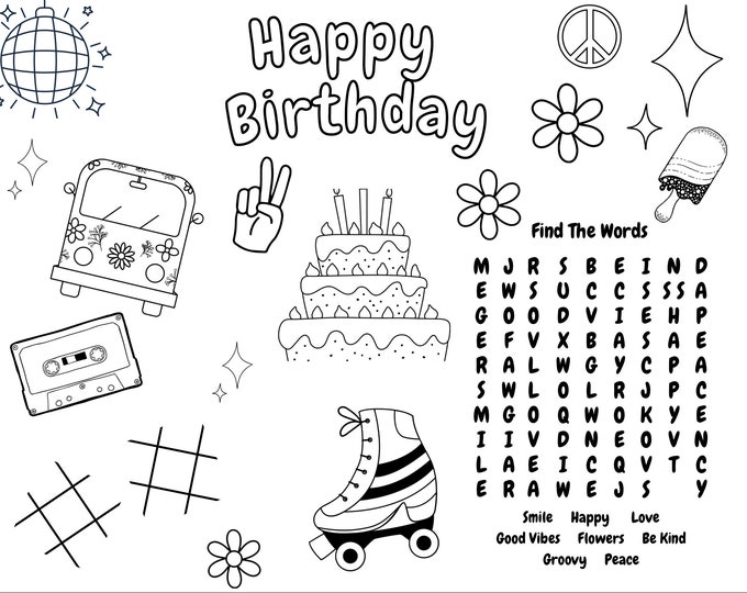 Groovy One Digital Coloring Sheet, Kids Party Activity Sheet, Kids ...
