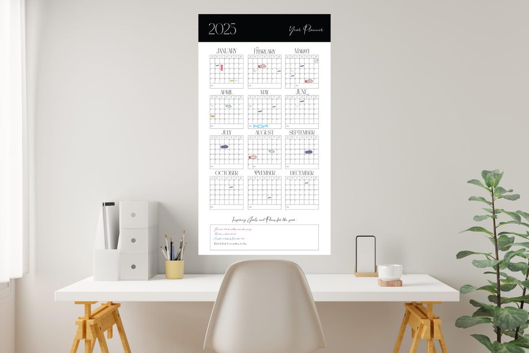 2025 Whole Year Wall Calendar, Large Annual Monthly Planner, Minimal ...