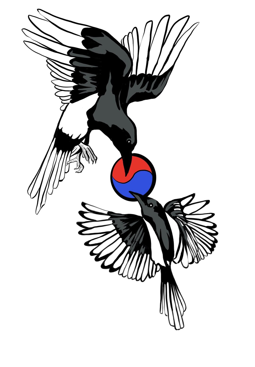 Korean Magpie With South Korea Flag Trigram Digital Art Instant ...