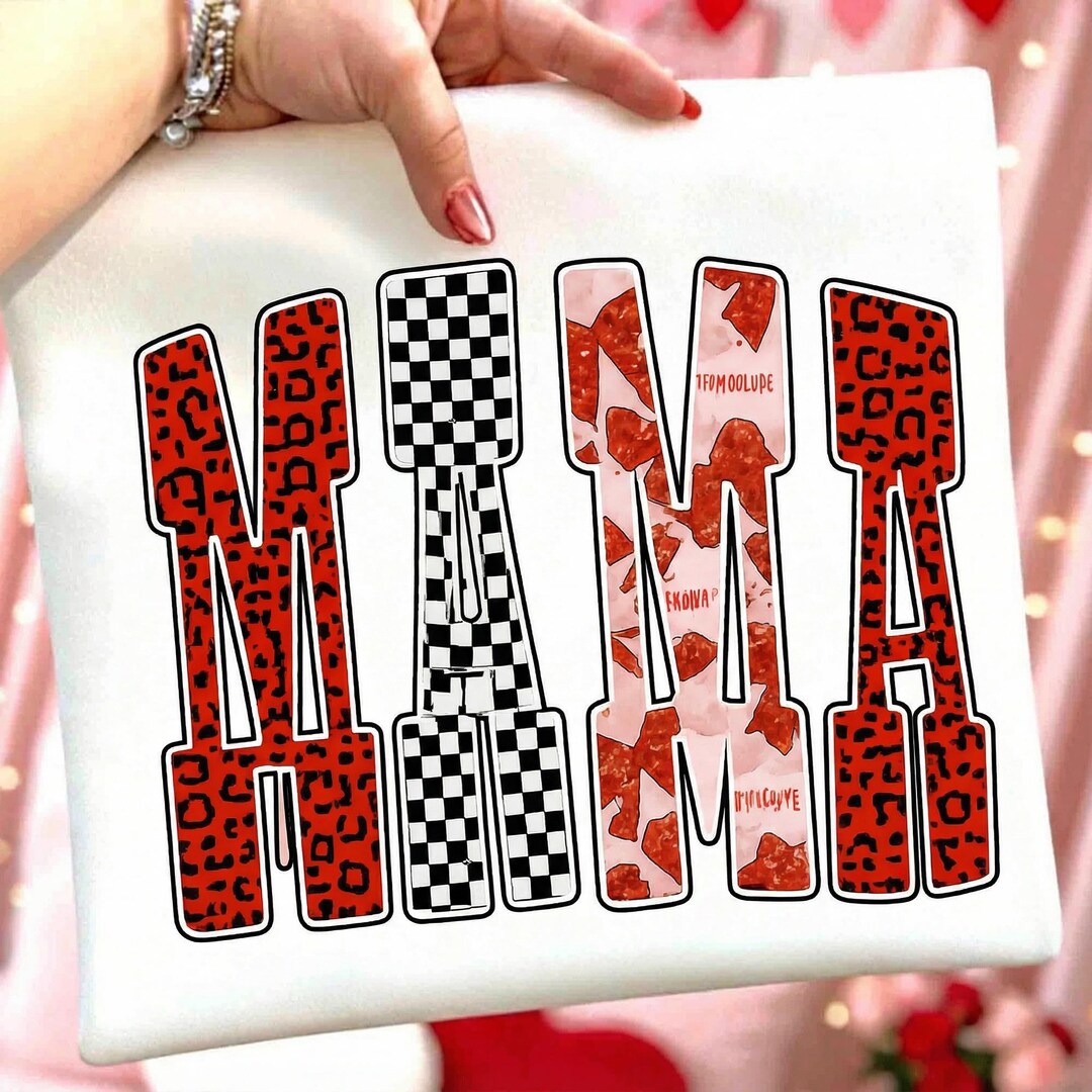 MAMA Leopard Checkerboard PNG Western Cow Print Typography Digital ...