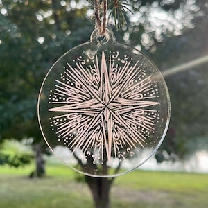 Star of Bethlehem Ornament - Laser Engraved Christian Holiday Sun ...